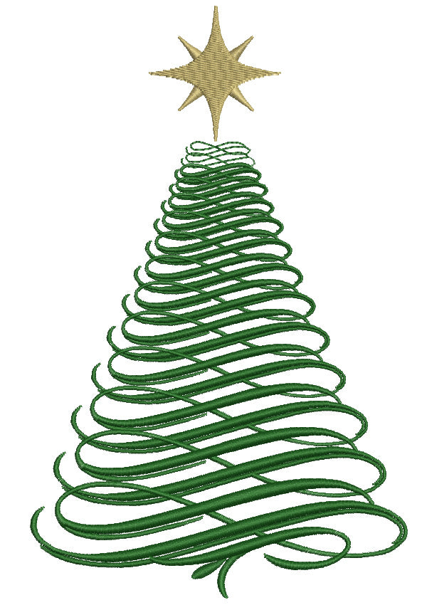 Big Green Christmas Tree Filled Machine Embroidery Digitized Design Pa ...