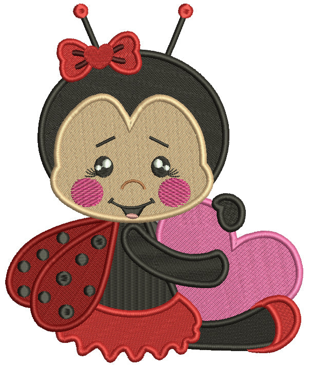 Cute Ladybug Holding A Heart Filled Machine Embroidery Design Digitize – Embroiderymonkey