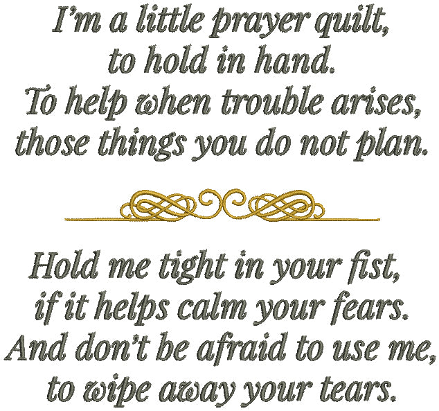 I'm A Little Prayer Quilt To Hold In Hand To Help When Trouble Arises ...