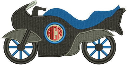 Sports Motorcycle Monogram Filled Machine Embroidery Design Digitized ...