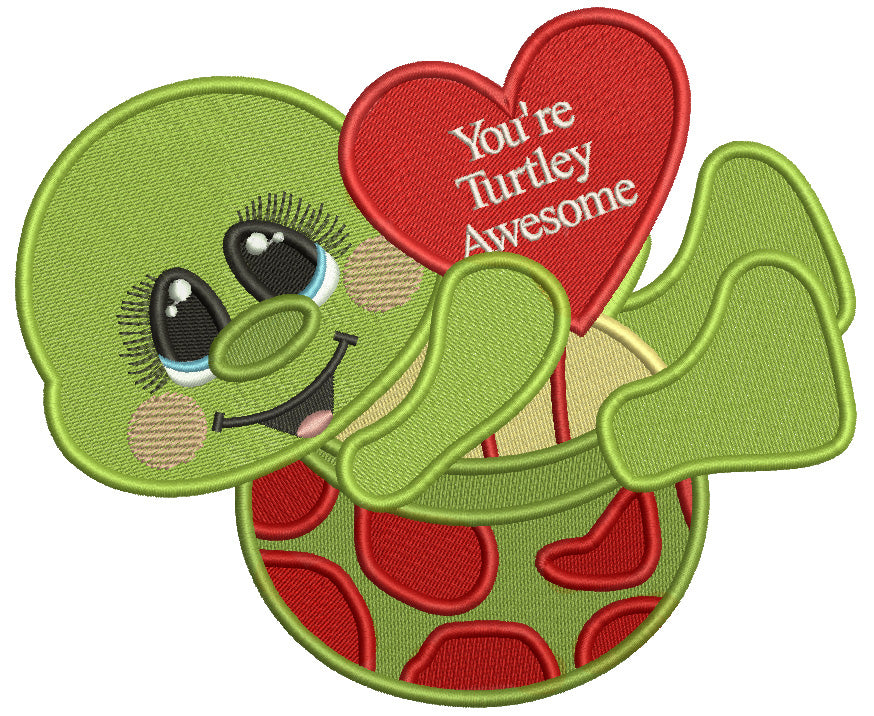 You're Turtley Awesome Valentine's Day Filled Machine Embroidery Desig ...